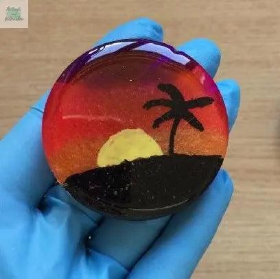 Resin Tutorial: Hand Painted Sunset Resin Magnet - The Crafts and – The ...